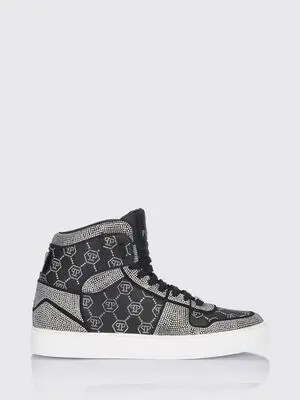 Philipp Plein Embellished Leather High-top Sneakers - Black 1