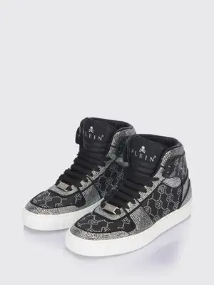 Philipp Plein Embellished Leather High-top Sneakers - Black 1