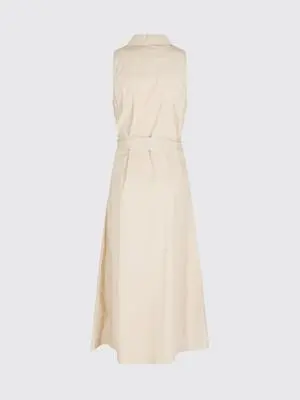 Woolrich Sleeveless Midi Dress With Belt - Beige
