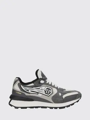 Philipp Plein Leather And Mesh Low Top Sneakers - Grey