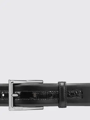 BILLIONAIRE Leather Belt With Crocodile Print - Black
