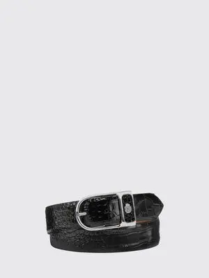 BILLIONAIRE Croc Effect Leather Belt - Black