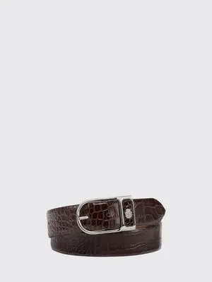 BILLIONAIRE Crocodile Patterned Leather Belt - Brown