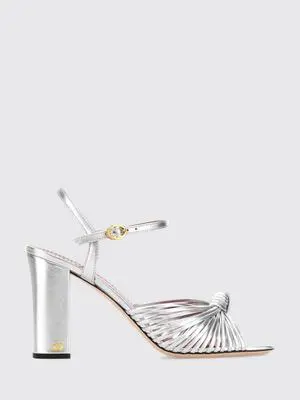 Valentino Garavani Annet Laminated Leather High Heel Sandals - Silver