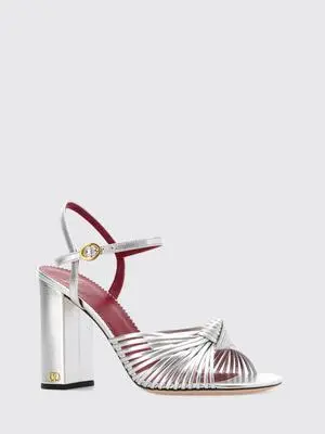 Valentino Garavani Annet Laminated Leather High Heel Sandals - Silver