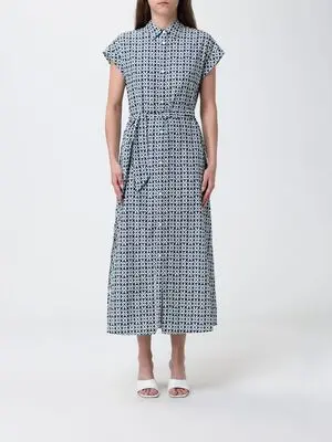 Woolrich Printed Belted Midi Dress - Blue