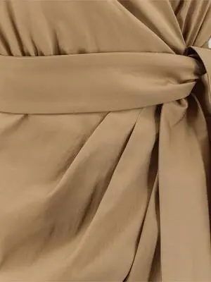 Max Mara Cotton Blend Midi Wrap Dress - Sand