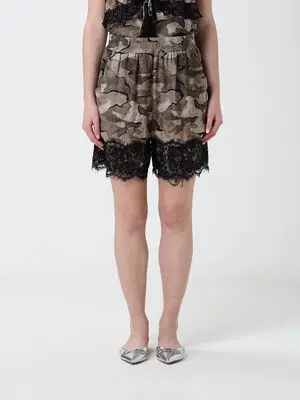 Pinko Camouflage Print Shorts With Lace Trim