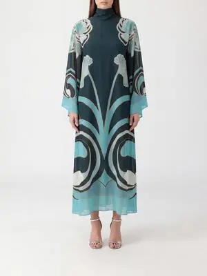 La DoubleJ Long Sleeve Printed Silk Dress - Green