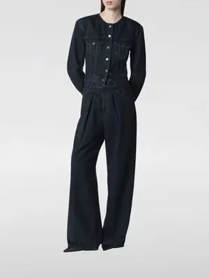 HAIKURE Cropped Cotton Denim Jacket With Padded Shoulders - Black