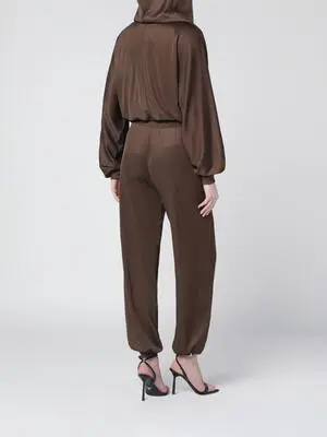 Andamane Slim Fit Hooded Jersey Jumpsuit - Brown