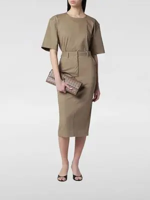 THELATEST High-waisted Slim Fit Midi Pencil Skirt In Cotton With Back Slit