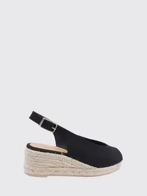CastaÑer Mid-wedge Canvas Espadrille Sandals With Open Toe And Ankle Strap - Black
