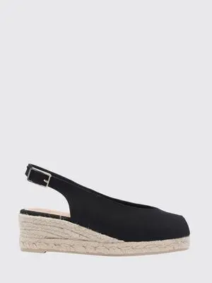 CastaÑer Mid-wedge Canvas Espadrille Sandals With Open Toe And Ankle Strap - Black