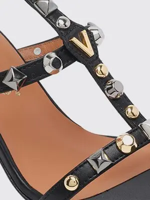 VIA ROMA 15 Studded T-strap High Heel Leather Sandals