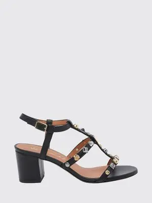 VIA ROMA 15 Studded Leather Mid-block Heel T-strap Sandals