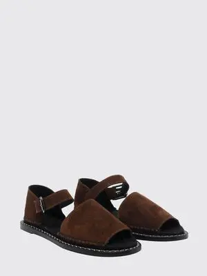 CastaÑer Suede Flat Sandals With Adjustable Ankle Strap