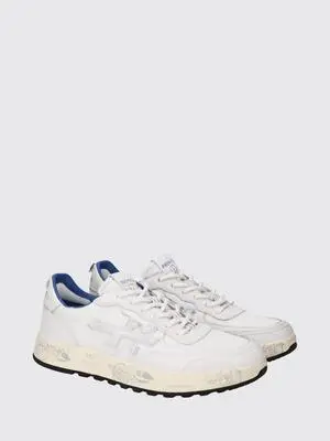 Premiata Nous Suede And Mesh Low-top Sneakers With Applied Logo