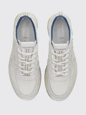 Premiata Nous Suede And Mesh Low-top Sneakers With Applied Logo