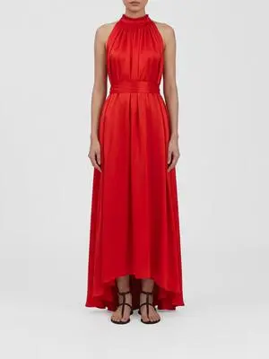 SA SU PHI Cotton Blend Halterneck Off-the-shoulder Maxi Dress - Red