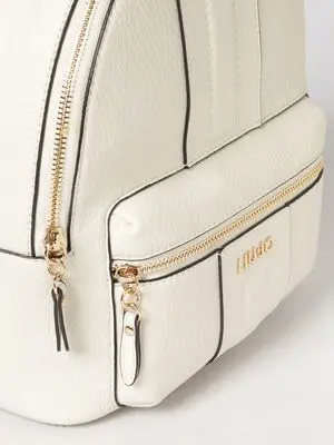 Liu Jo Faux Leather Backpack With Metallic Mesh Top Handle - Cream