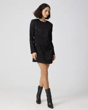 Veronica De Piante Carlota Long Sleeve Jacquard Mini Dress - Black