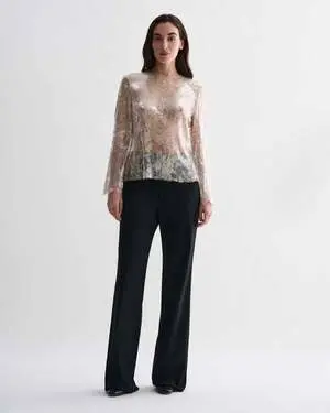 Veronica De Piante Dalia Lace Sequin Top - Gold