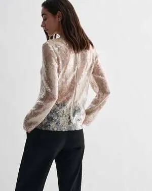 Veronica De Piante Dalia Lace Sequin Top - Gold