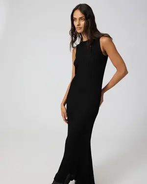 Veronica De Piante Gabby Knitted Column Dress - Black