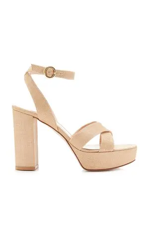 GIANVITO ROSSI Sabrina Raffia Platform Sandals - Neutral