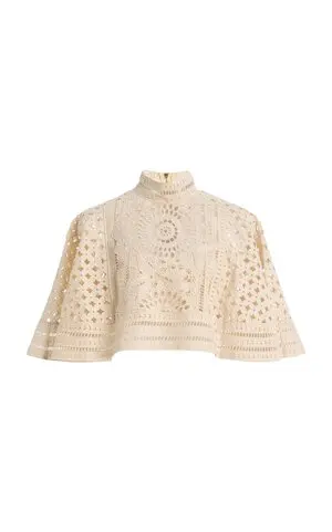 Zimmermann Indra Embroidered Cotton Cape