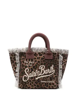 MC2 SAINT BARTH Colette Tote Bag In Leopard Canvas With Fringes