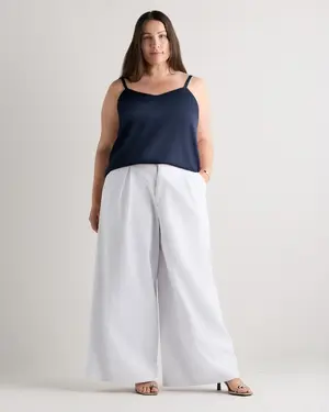 Quince Washable Stretch Silk V-neck Cami - Navy