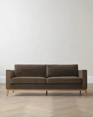 Quince Performance Velvet Sofa With Solid Oak Base - Java
