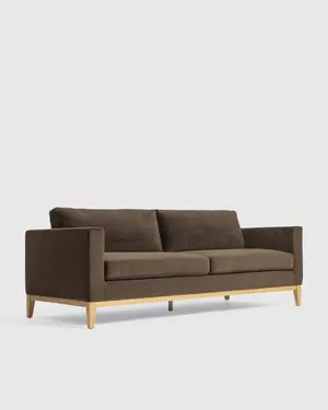 Quince Performance Velvet Sofa With Solid Oak Base