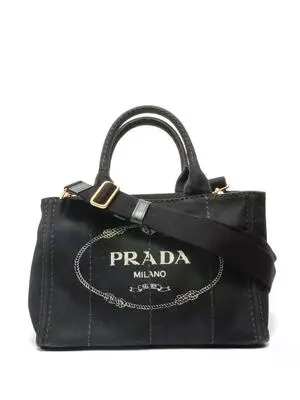 Prada Canapa Tote Bag - Black