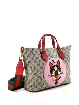Gucci Convertible Soft Gg Coated Canvas Tote Bag With Applique