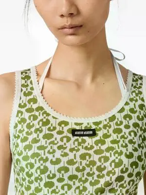 Miu Miu Ribbed Cotton Floral Print Tank Top