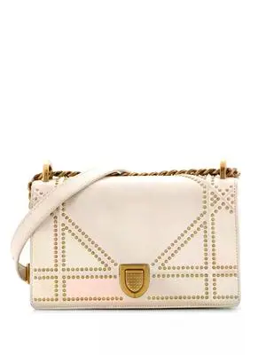 Dior Diorama Flap Bag Studded Leather Small Shoulder Bag - Neutrals