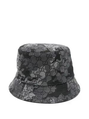 Gucci Camouflage Gg-motif Bucket Hat - Grey