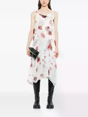 ALAINPAUL Carnation-print Silk Dress