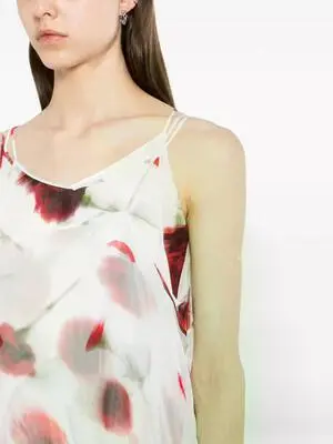 ALAINPAUL Carnation-print Silk Dress
