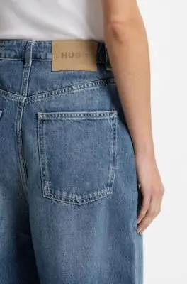 Hugo Barrel-leg Mid-rise Jeans In Indigo Wash