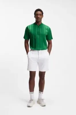 BOSS Textured-stripe T-shirt In Cotton - Green