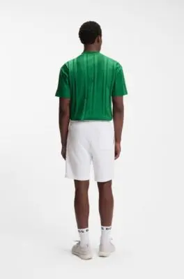 BOSS Textured-stripe T-shirt In Cotton - Green