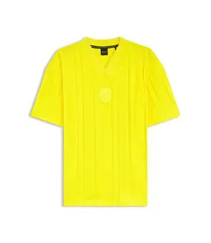 BOSS Textured-stripe T-shirt In Cotton - Yellow