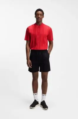 BOSS Textured-stripe T-shirt In Cotton
