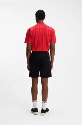 BOSS Textured-stripe T-shirt In Cotton