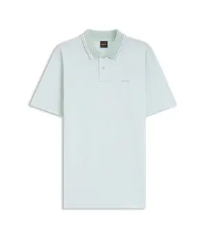 BOSS Logo-print Polo Shirt In Cotton Piqu