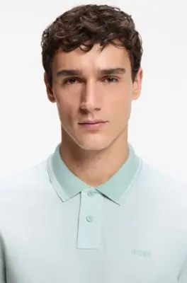 BOSS Logo-print Polo Shirt In Cotton Piqu